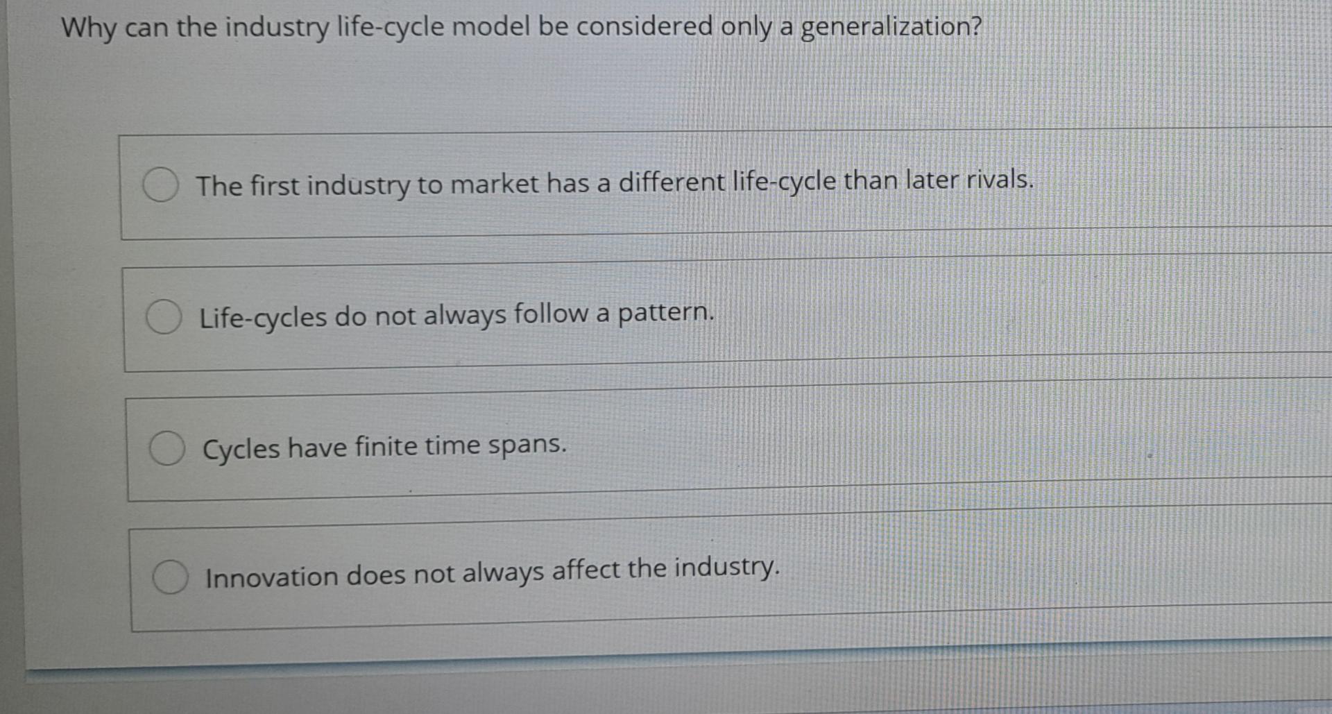 Solved Why can the industry life-cycle model be considered | Chegg.com