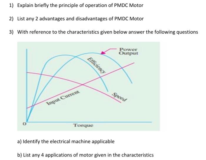 Solved 1) Explain briefly the principle of operation of PMDC | Chegg.com