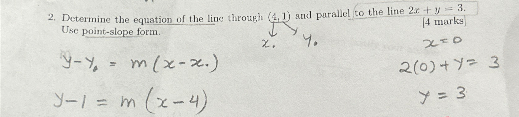 Solved Determine the equation of the line through (4,1) ﻿and | Chegg.com