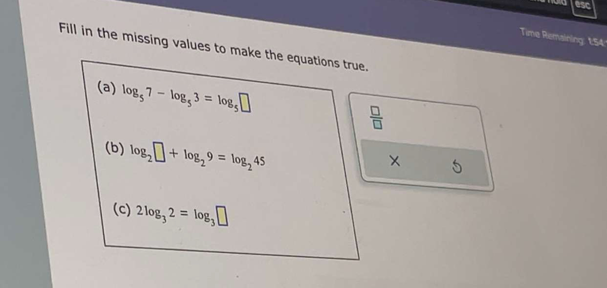 Tine Remalning 15 .Fill in the missing values to make | Chegg.com