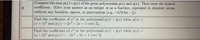 Solved Compute the sump(x)+q(x) of the given polynomials | Chegg.com