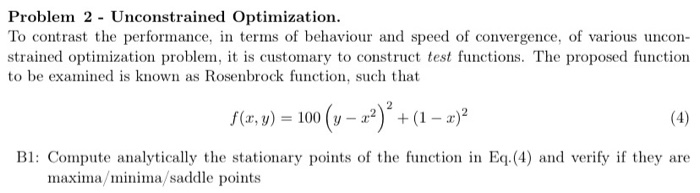 Solved Problem 2 Unconstrained Optimization To Contrast 