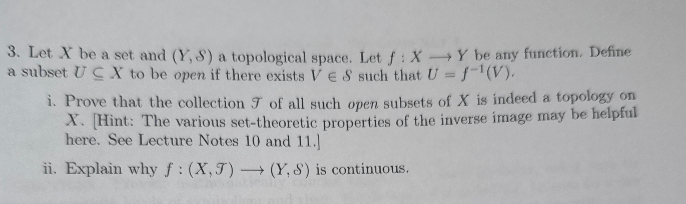 Solved Let x ﻿be a set and (Y,S) ﻿a topological space. Let | Chegg.com