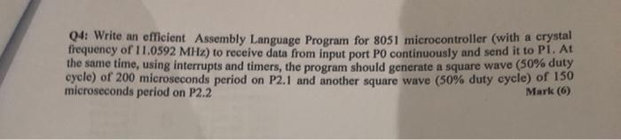 Solved 04 Write An Efficient Assembly Language Program For 0579