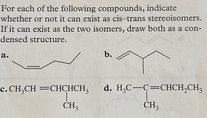 Solved For each of the following compounds, indicate whether | Chegg.com