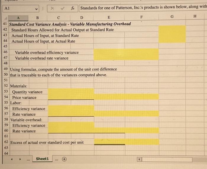 Solved Patterson, Inc, has provided details of its actual | Chegg.com