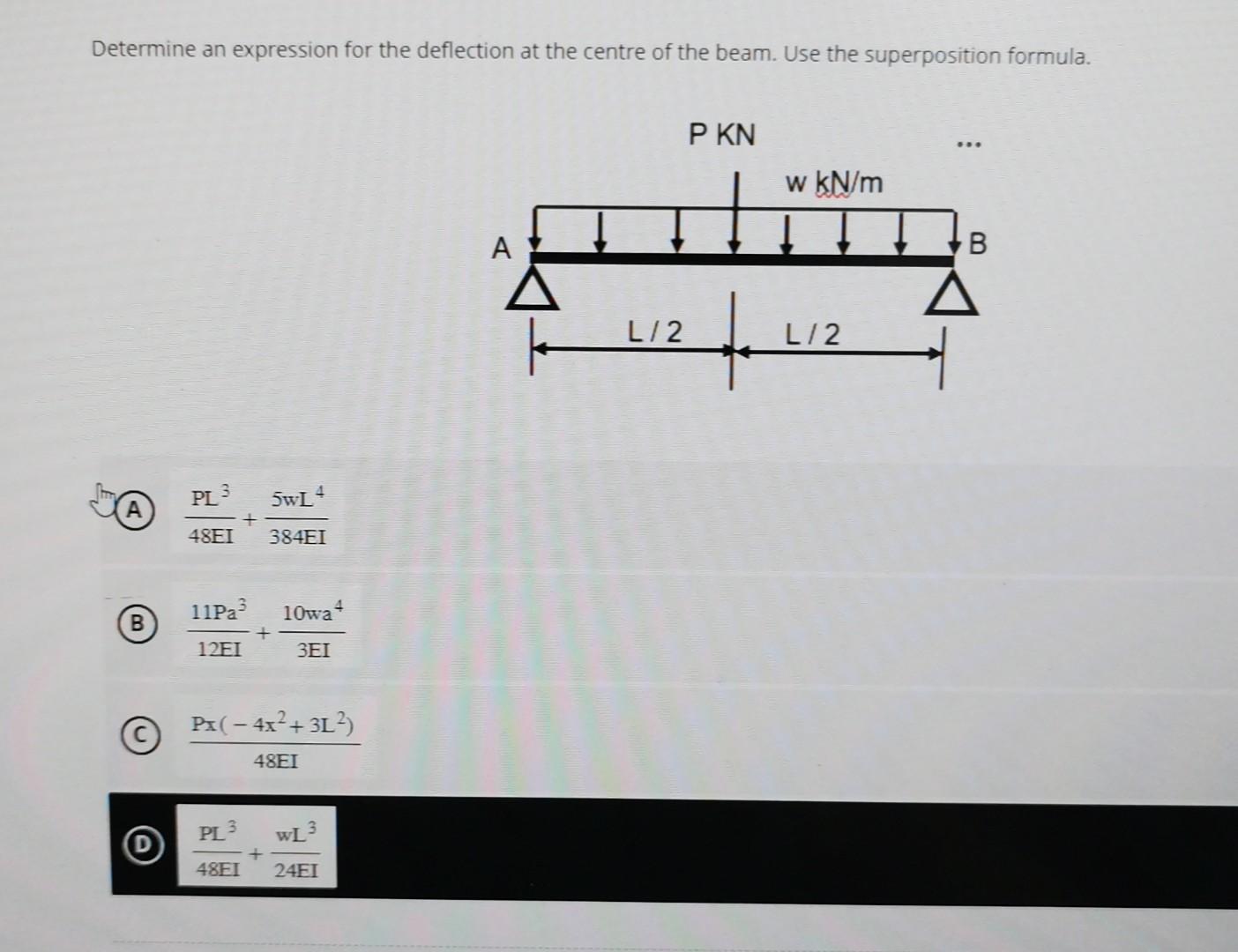 Solved Determine an expression for the deflection at the | Chegg.com