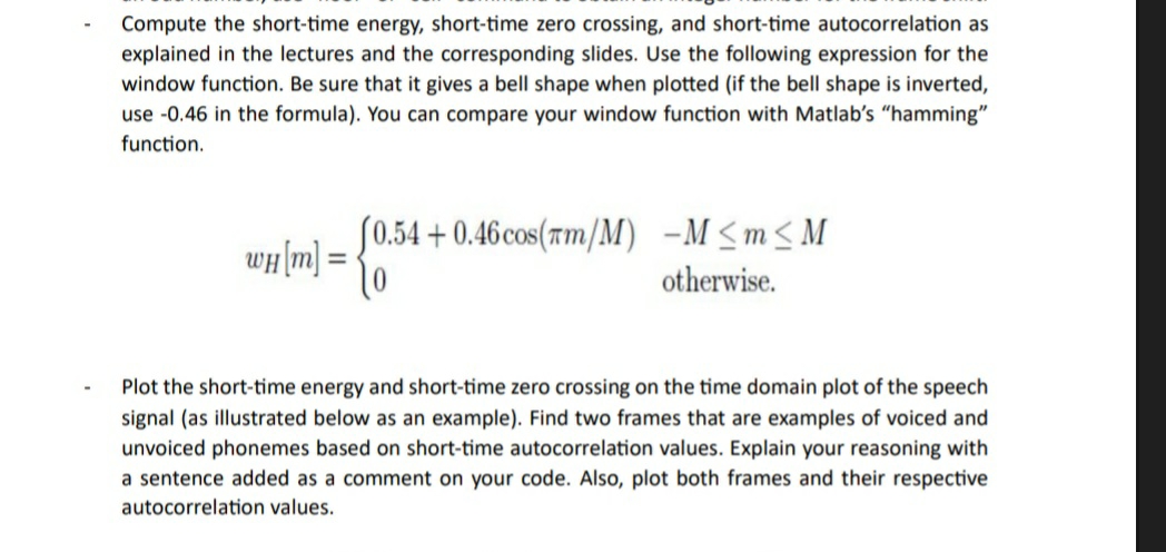 Compute the short-time energy, short-time zero | Chegg.com