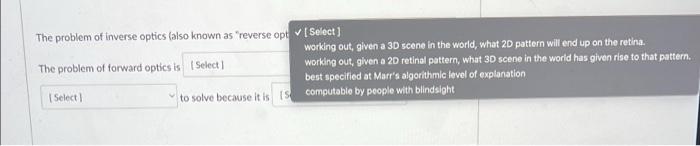 Solved The problem of inverse optics (also known as "reverse | Chegg.com