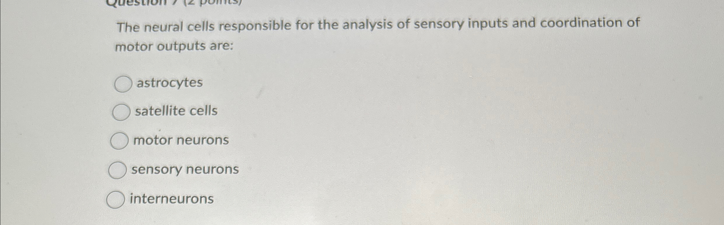 Solved The neural cells responsible for the analysis of | Chegg.com