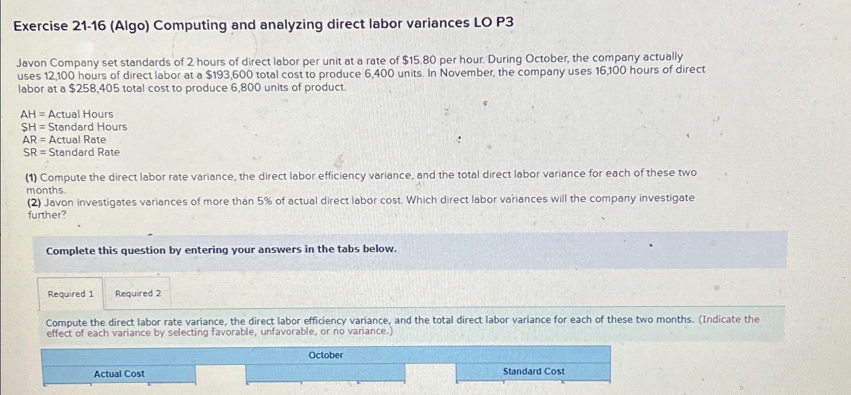 Solved Exercise 21-16 (Algo) ﻿Computing and analyzing direct | Chegg.com