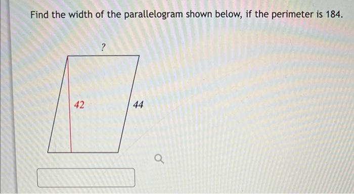 Solved Find the width of the parallelogram shown below, if | Chegg.com