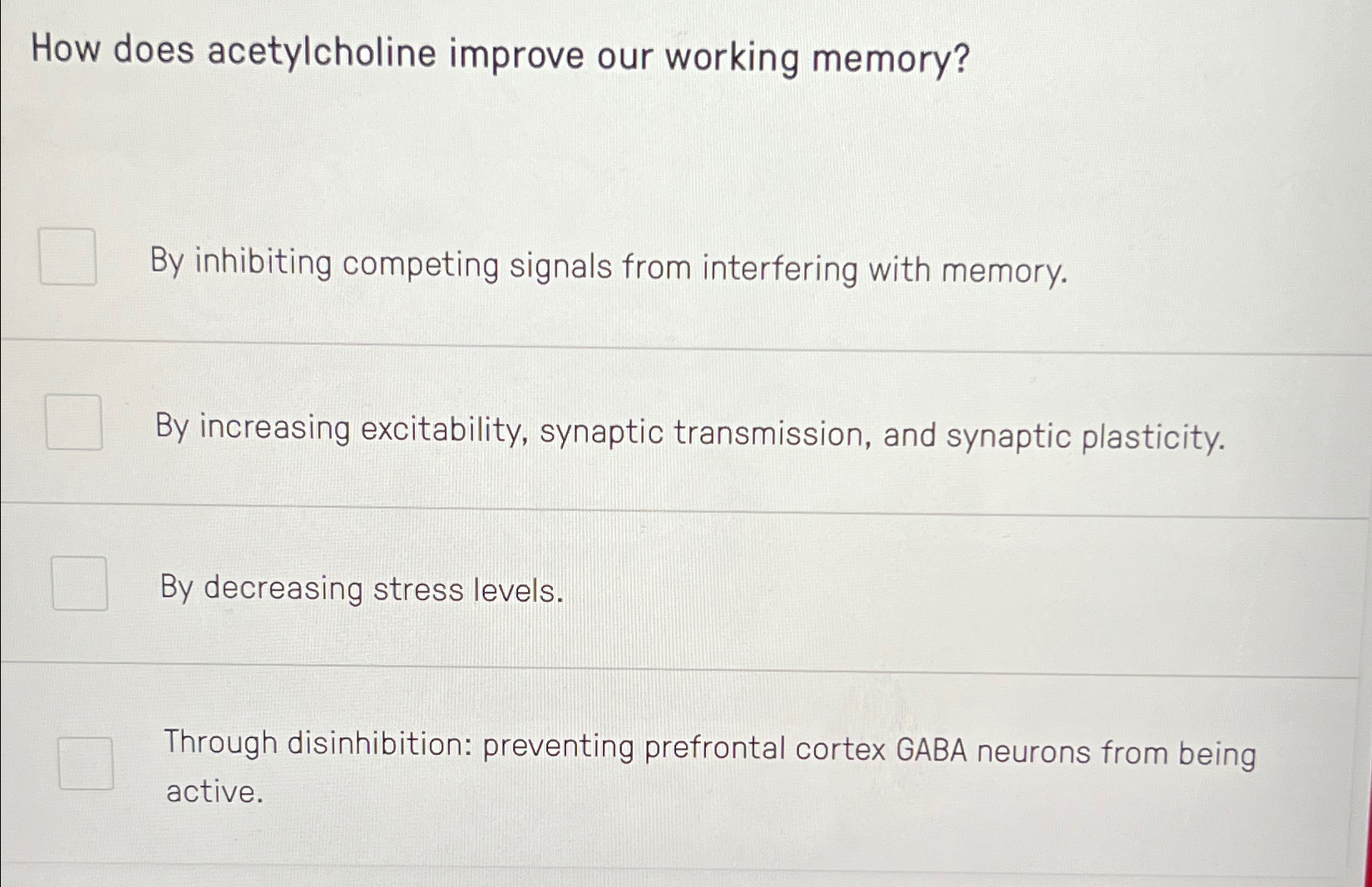 Solved How does acetylcholine improve our working memory?By | Chegg.com
