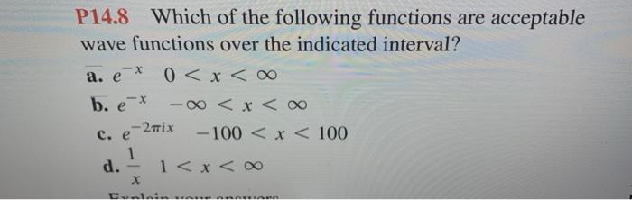 Solved P14.8 Which of the following functions are acceptable | Chegg.com