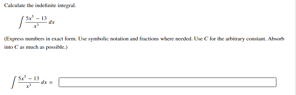 Solved Calculate the indefinite | Chegg.com