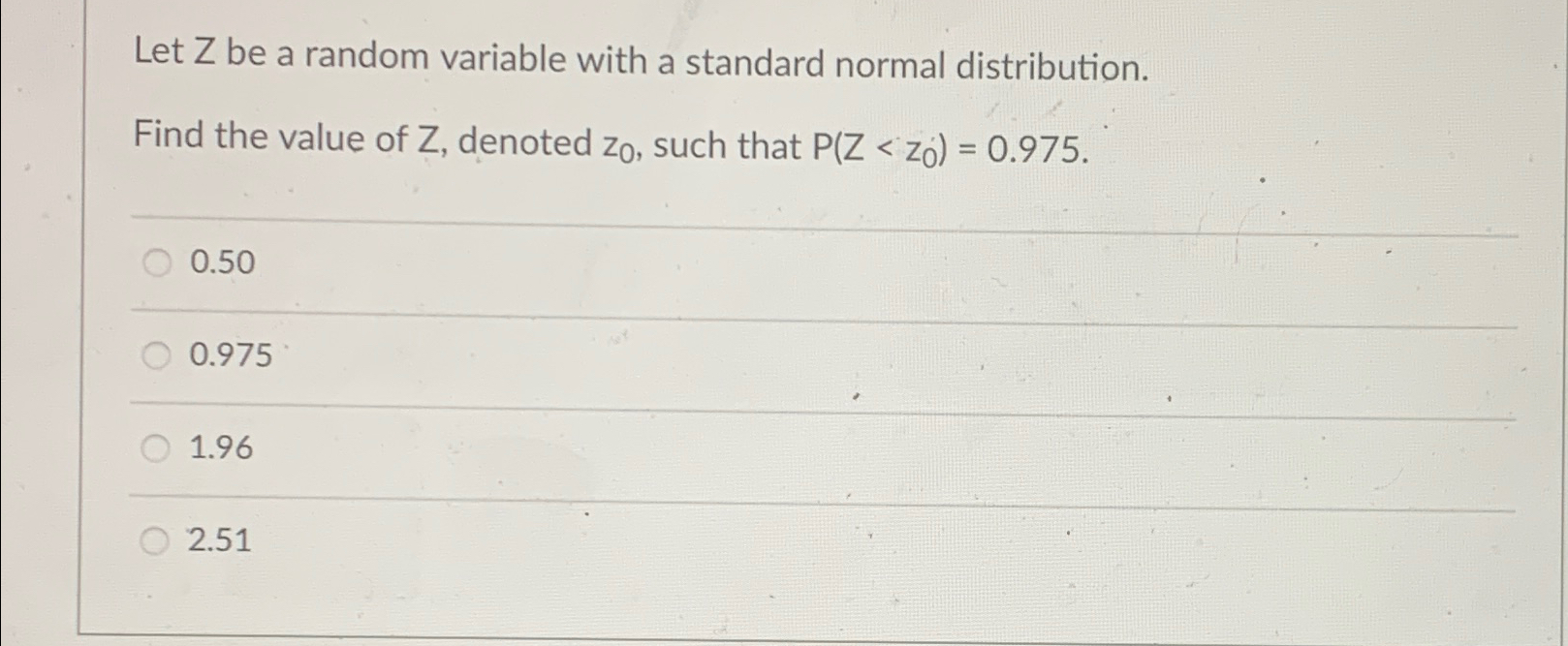 Solved Let Z ﻿be a random variable with a standard normal | Chegg.com