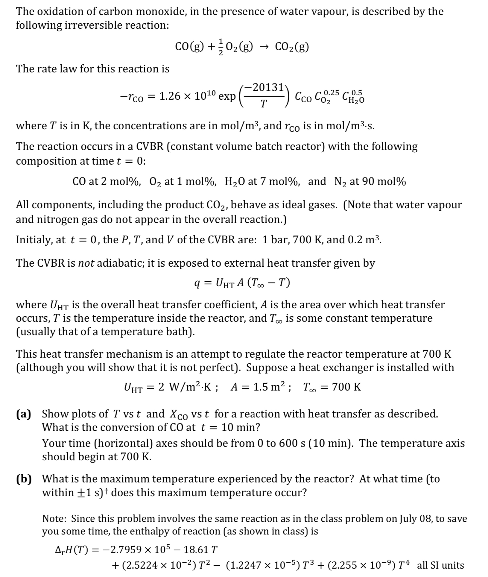Solved PLEASE INCLUDE ANY CODE NECESSARY. The oxidation of | Chegg.com