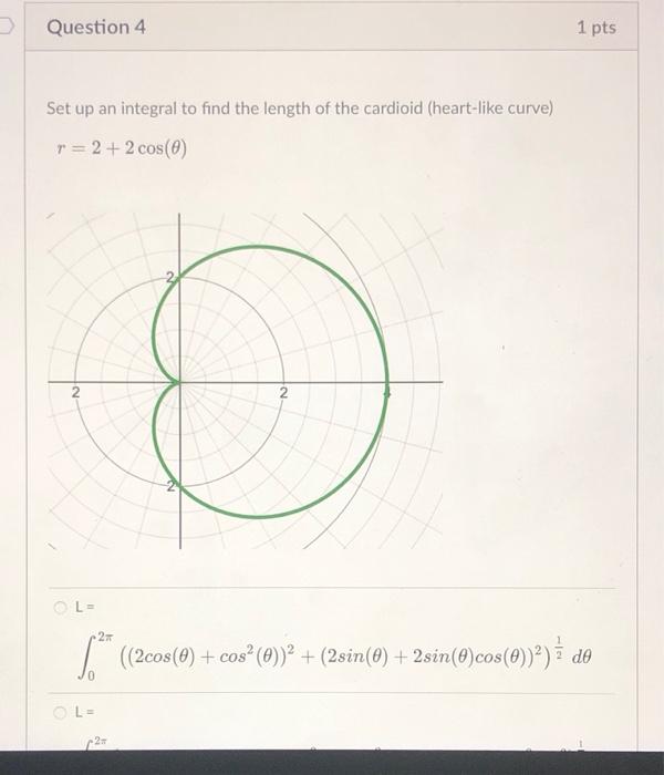 Solved Question 4 1 pts Set up an integral to find the | Chegg.com