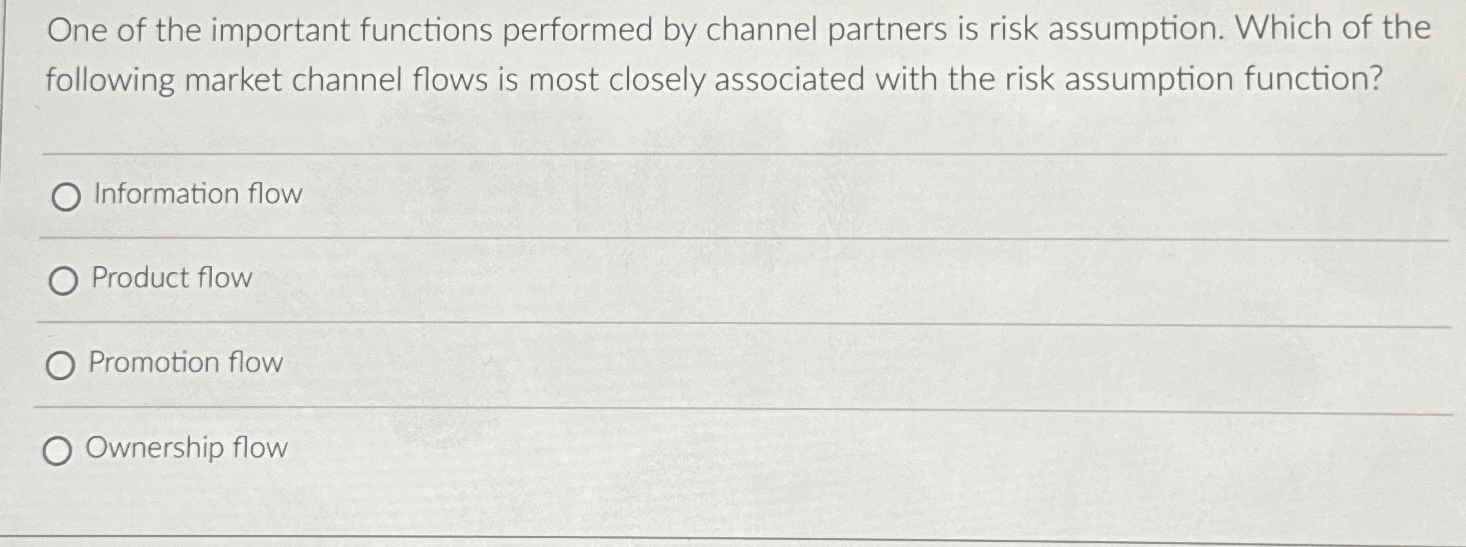 Solved One of the important functions performed by channel | Chegg.com
