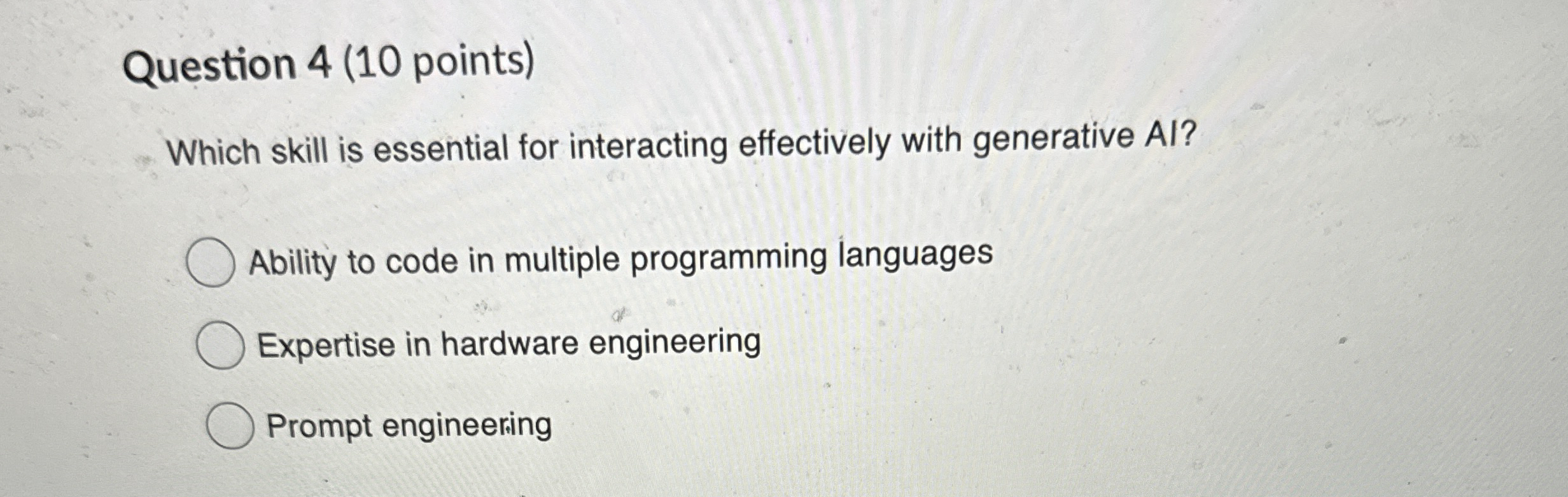 Solved Question 4 (10 ﻿points)Which skill is essential for | Chegg.com