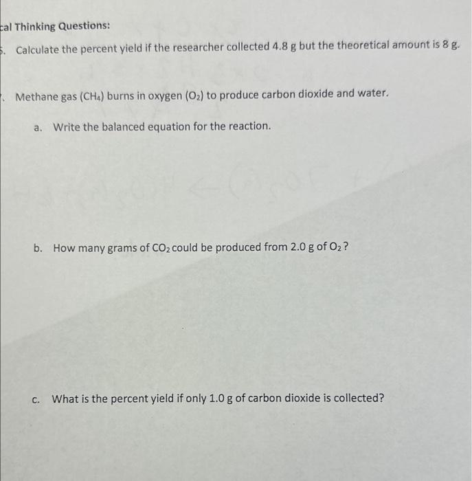 Solved cal Thinking Questions: 5. Calculate the percent | Chegg.com