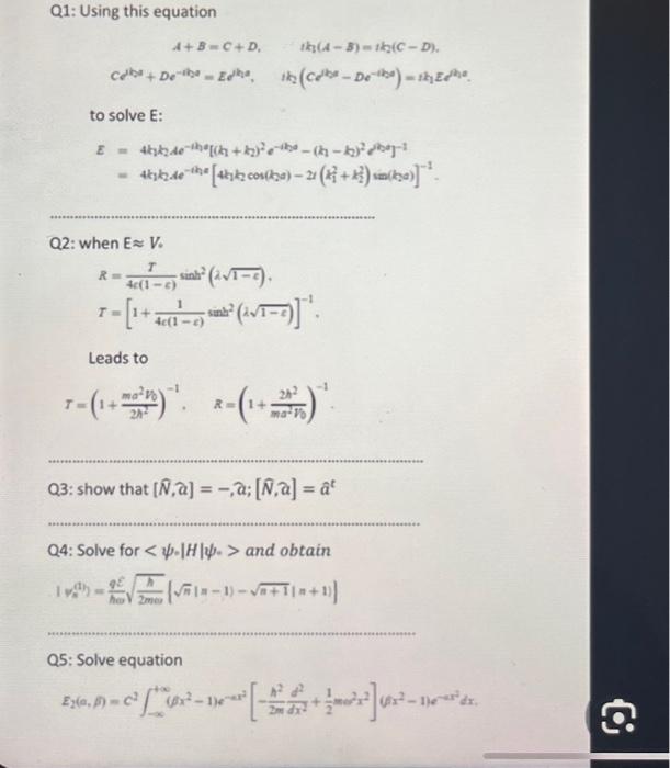 Solved Q1: Using this equation A+B=C+D,tk3(A−B)=tk2(C−D). to | Chegg.com