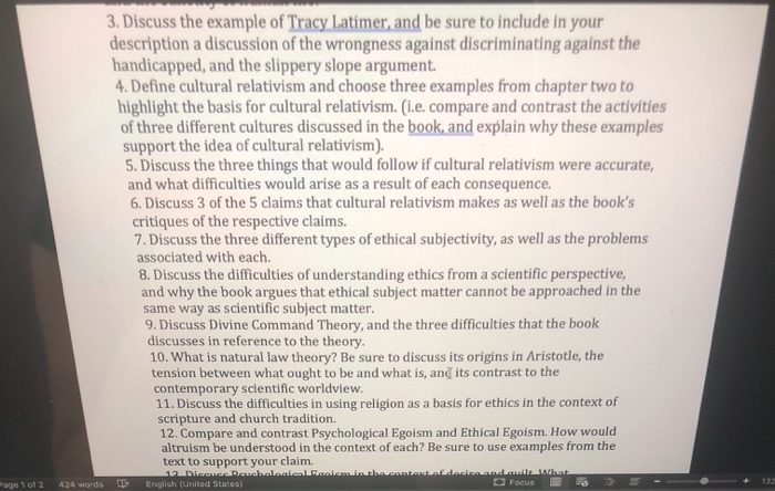 3. Discuss the example of Tracy Latimer, and be sure | Chegg.com