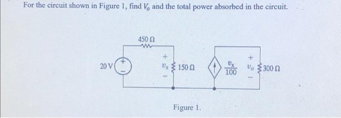 Solved For the circuit shown in Figure 1, find V, and the | Chegg.com