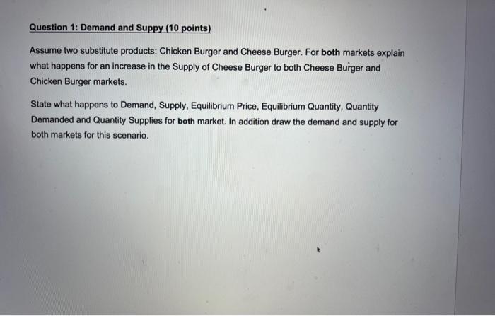 Solved Question 1: Demand and Suppy (10 points) Assume two | Chegg.com