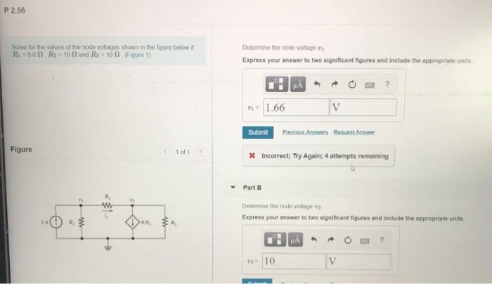 Solved P2.56 Solve for the values of the node voltages shown | Chegg.com