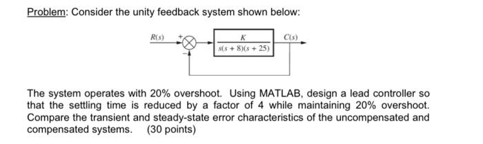 Solved The System Operates With 20 Overshoot Using Matlab 