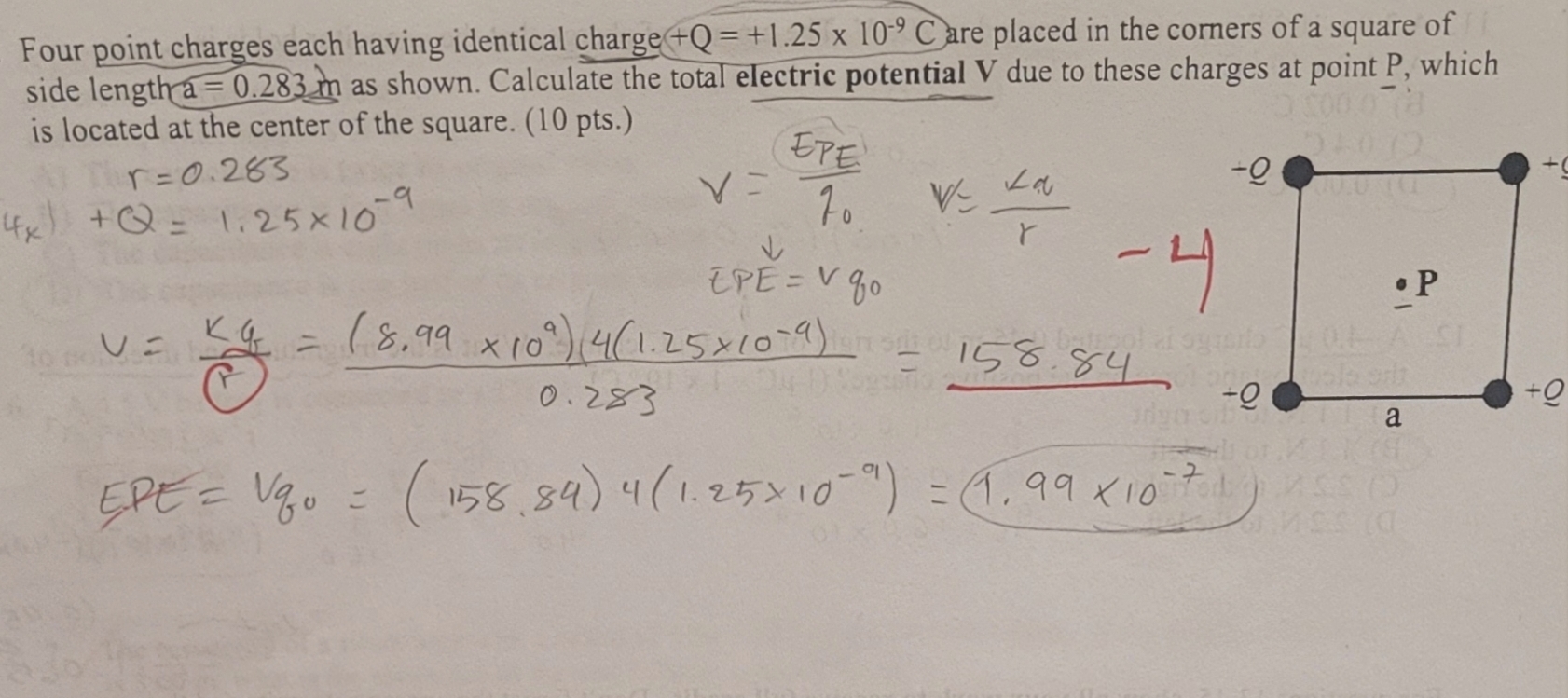 Solved Four point charges each having identical charge | Chegg.com