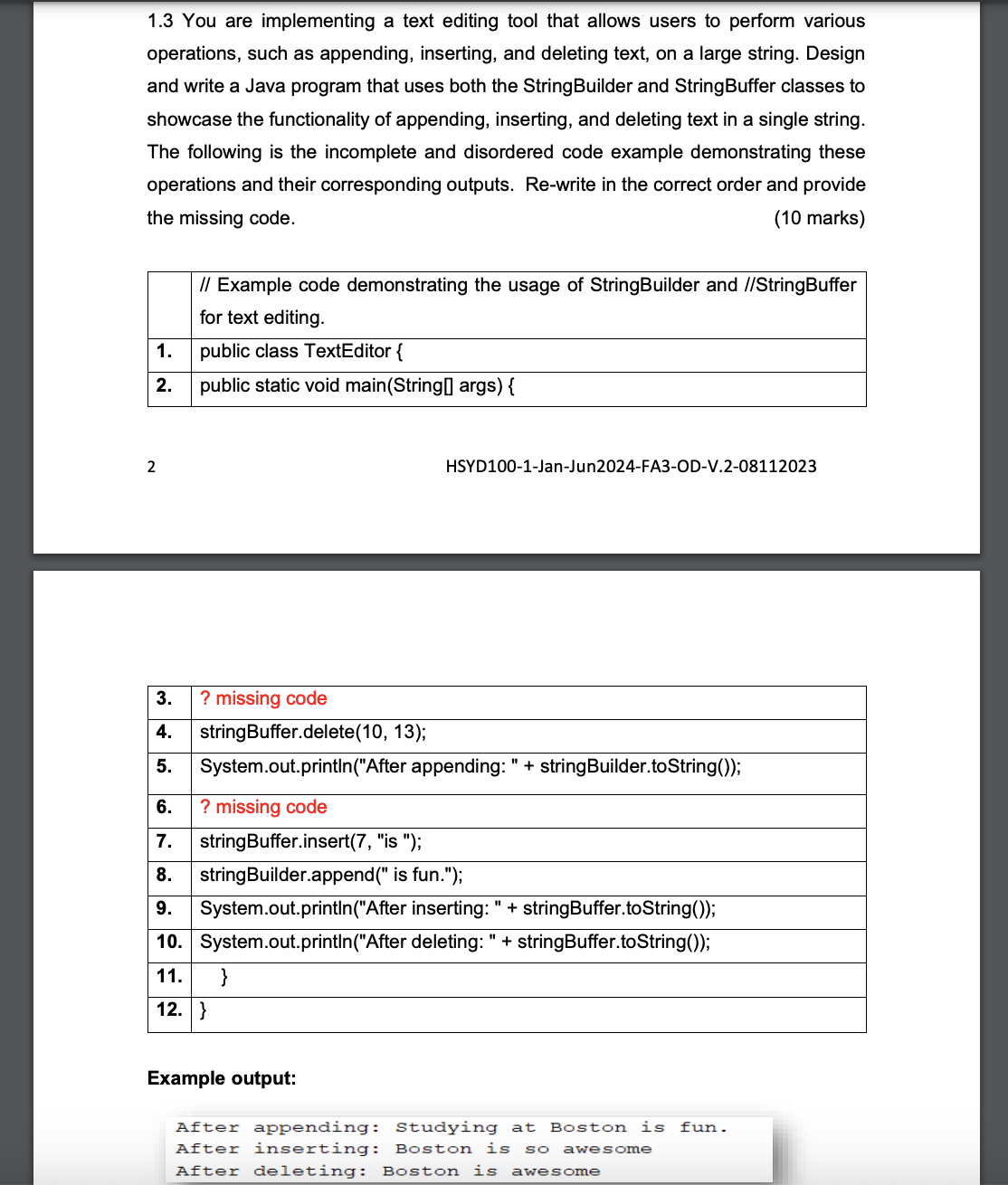 Solved 1.3 ﻿You are implementing a text editing tool that | Chegg.com