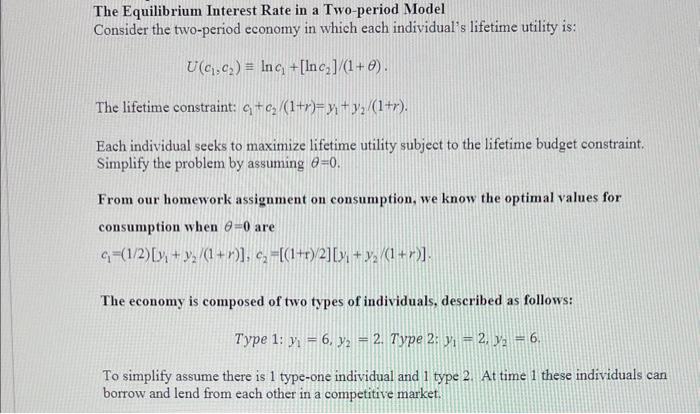 Solved The Equilibrium Interest Rate in a Two-period Model | Chegg.com