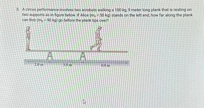 Solved 3. A circus performance involves two acrobats walking | Chegg.com