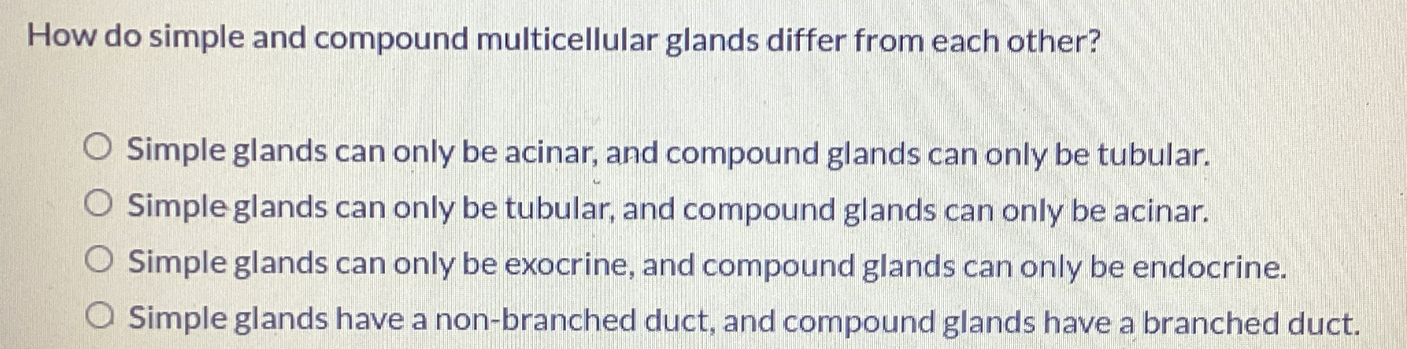 Solved How do simple and compound multicellular glands | Chegg.com