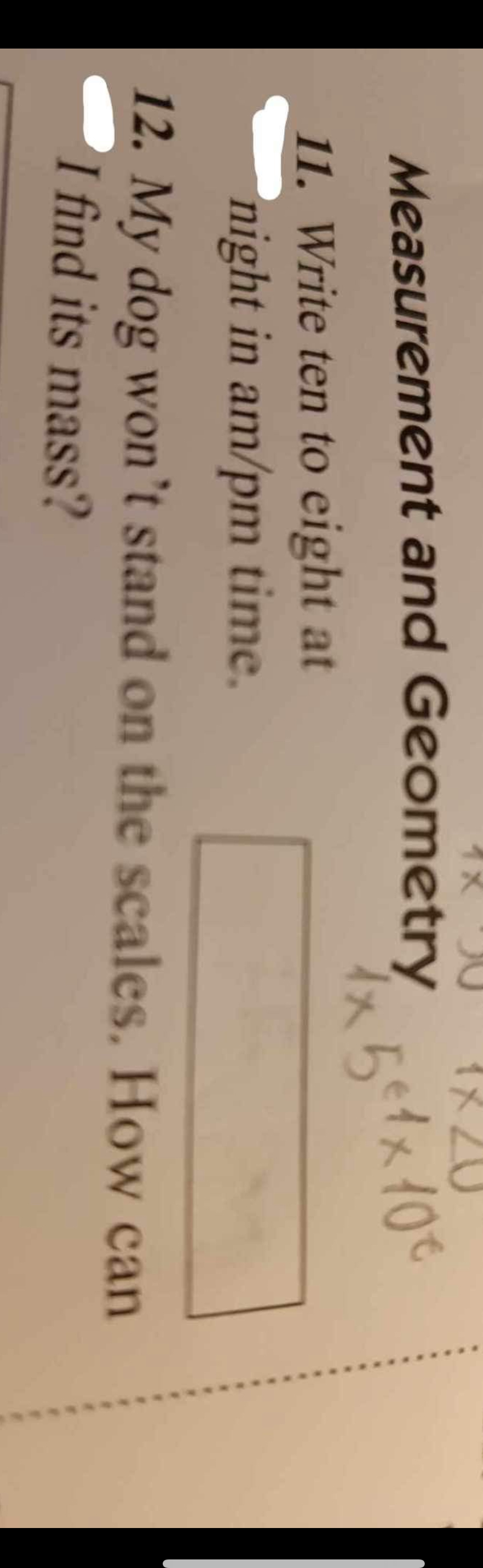 Solved Measurement and Geometry11. ﻿Write ten to eight at | Chegg.com