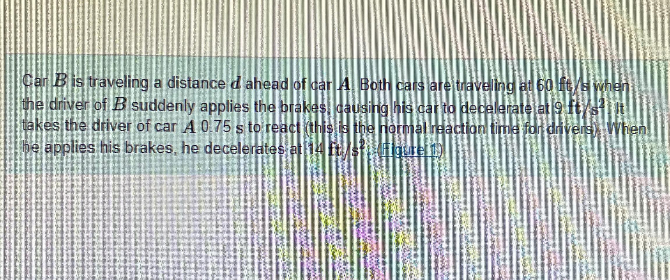 Car B is traveling a distance d ahead of car A. Both | Chegg.com