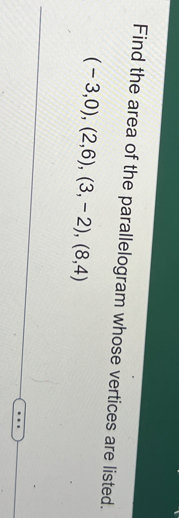 Solved Find The Area Of The Parallelogram Whose Vertices Are