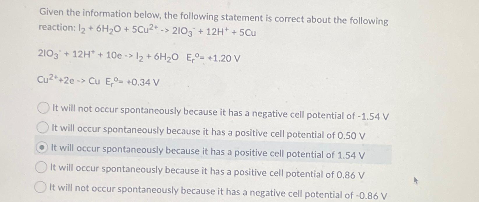 Solved Given the information below, the following statement | Chegg.com