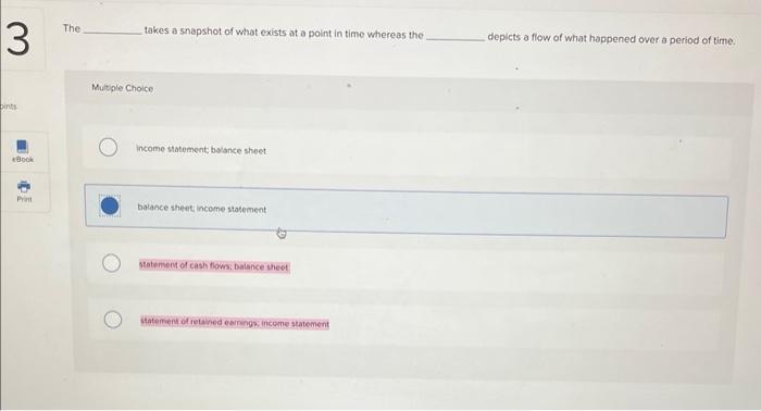 Solved The takes a snepshot of what exists at a point in | Chegg.com