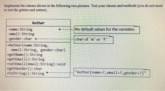 Solved Implement the classes shown in the following two | Chegg.com