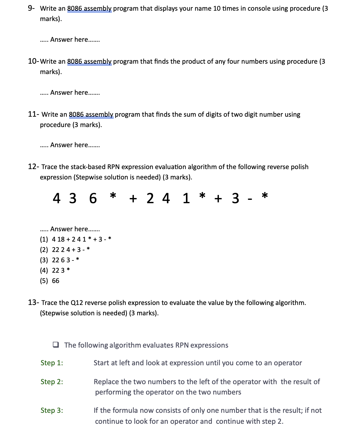 Solved 9 Write An 8086 Assembly Program That Displays Y