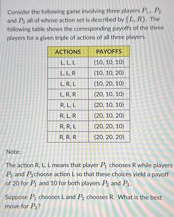 Solved Consider the following game involving three players | Chegg.com