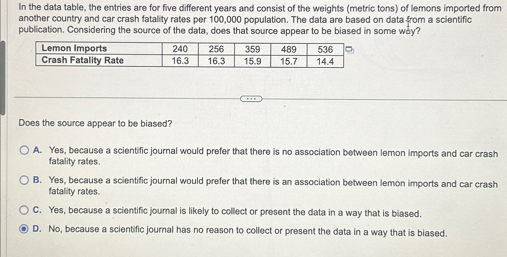 Solved In the data table, the entries are for five different | Chegg.com
