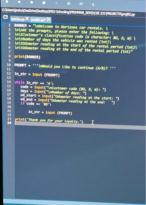 Solved CSE 231 Project 02. In need of help, Code for this | Chegg.com