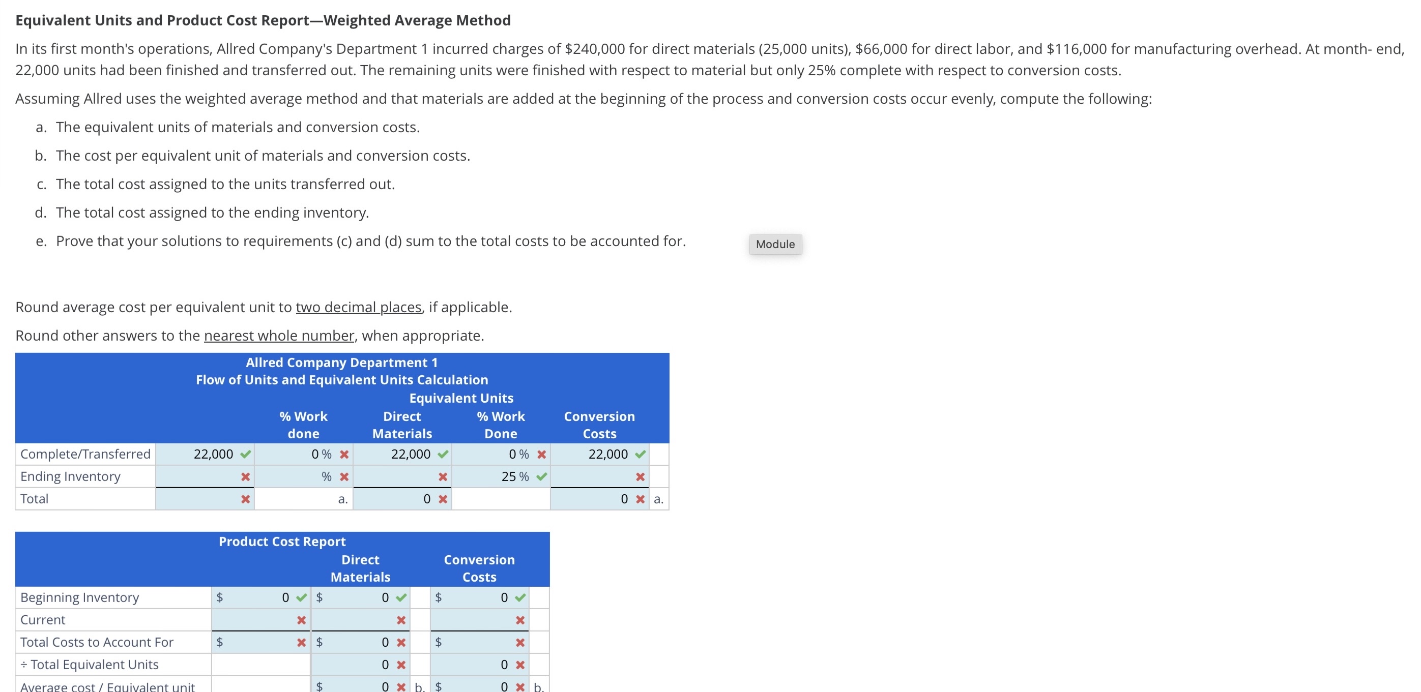 Solved Equivalent Units and Product Cost Report-Weighted | Chegg.com
