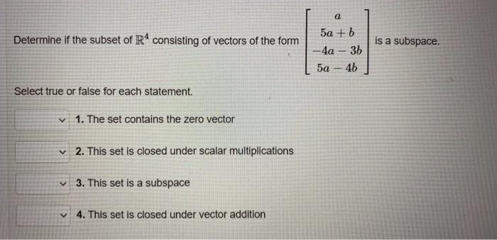 Solved A Determine If The Subset Of R Consisting Of Vectors