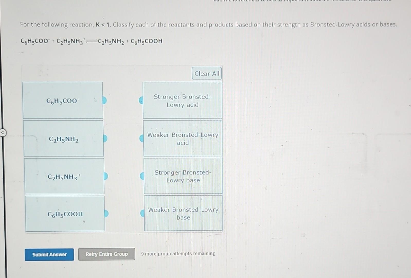 Solved For the following reaction, K