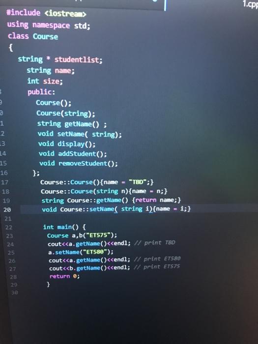 Solved 1.CPF #include using namespace std; class Course { | Chegg.com